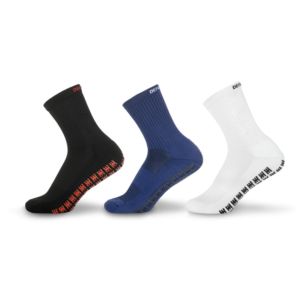Defiance Grip Socks Blue mid calf length